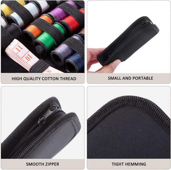 Naaiset met 68 naai-accessoires, naald en draad, draagbare mini-naaiset ...