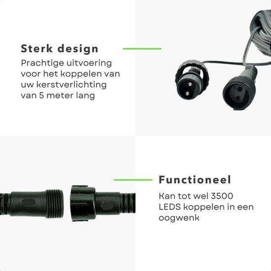 Cheqo® Koppelbare Kerstverlichting - Koppelstuk voor Kerstverlichting ...