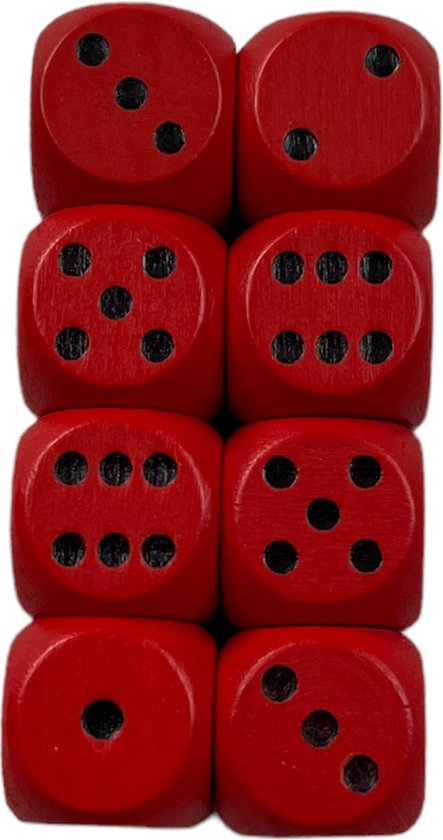 Shagam - Dobbelstenen - 8 Stuks - Rood - Hout - Yahtzee | bol