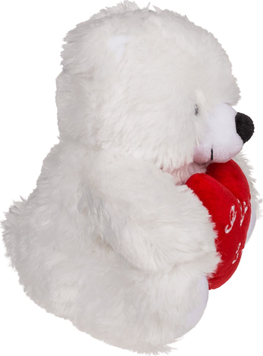 Knuffelbeertje/teddybeer - met hartje - I love you - wit - Pluche - 22 ...