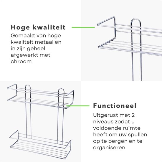 Cheqo® Wand-Opbergrek - 33x35,5x11,5cm - Doucherek - Badkamerkast ...