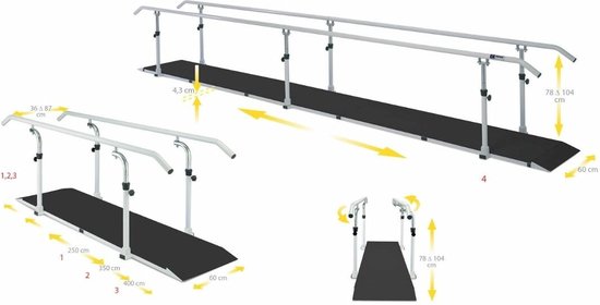 Ferrox Loopbrug 350 cm met vloer en verstelbare handgrepen - loopbrug ...