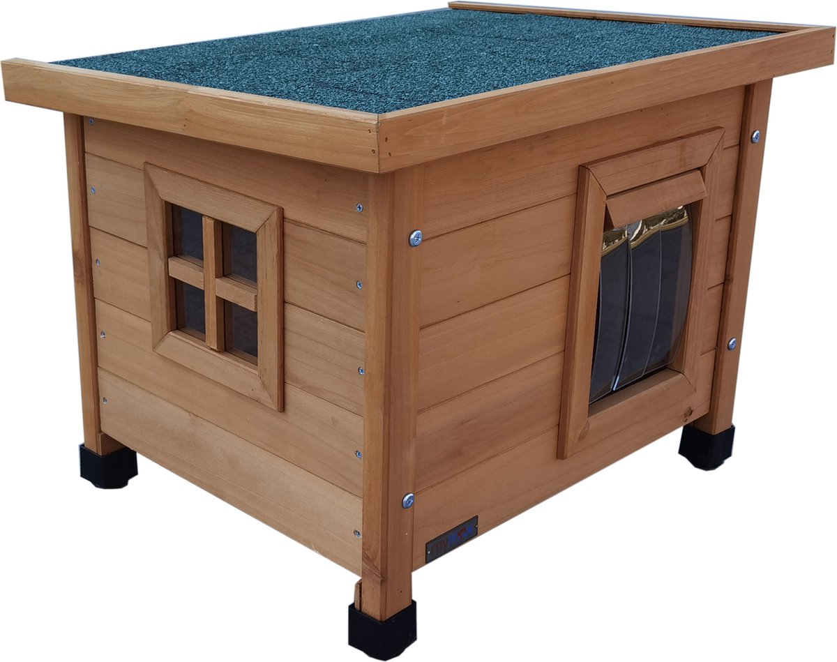 Kattenhuisje hout (57*45*43) met weersbestendig bitumen dak ...