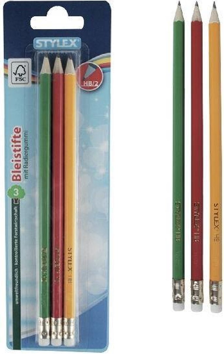 Toppoint Potloden 3 stuks fsc-hout met gom | bol.com