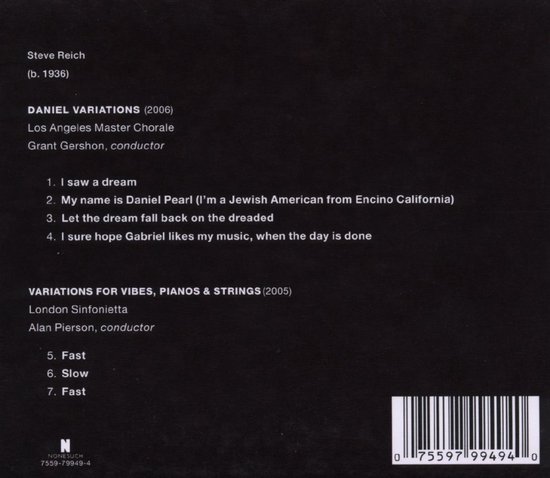 Daniel Variations, Steve reich | Muziek | bol