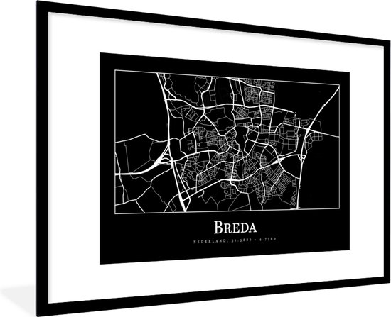 Fotolijst incl. Poster - Stadskaart - Plattegrond - Breda - Kaart ...
