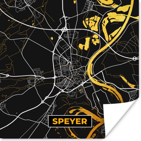 Affiche Black and Gold et Or – Plan de ville – Spire – Allemagne – Plan ...