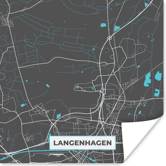 Poster Langenhagen – Stadskaart – Blauw – Plattegrond – Stadskaart ...