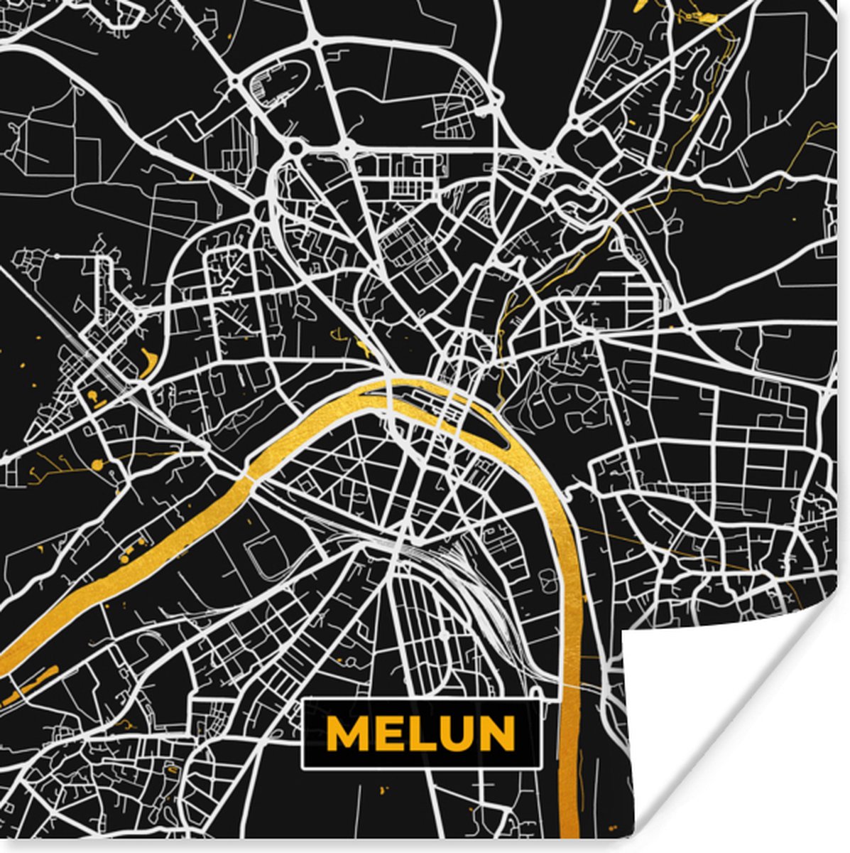 Affiche Melun - Carte - France - Carte - Plan de ville - 75x75 cm | bol.com