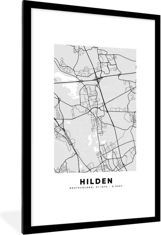 Fotolijst incl. Poster - Stadskaart - Duitsland - Plattegrond - Hilden ...