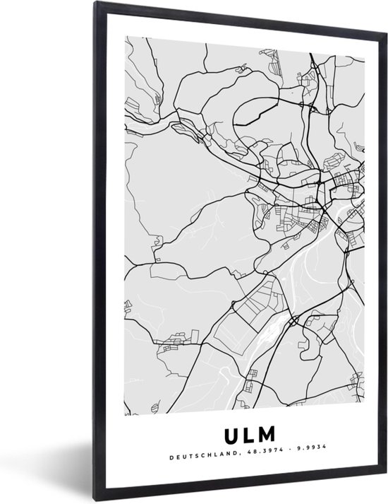 Fotolijst incl. Poster - Duitsland - Plattegrond - Kaart - Ulm ...