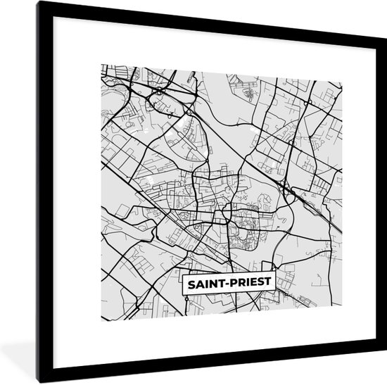 Fotolijst incl. Poster - Saint-Priest – Plattegrond - Frankrijk – Kaart ...