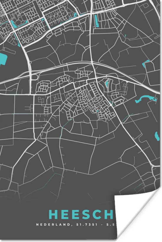 Poster Plattegrond - Heesch - Kaart - Stadskaart - 20x30 cm | bol