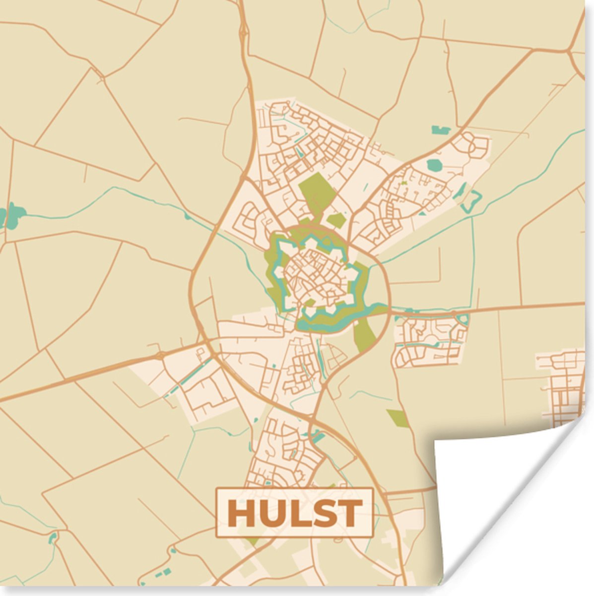Poster Hulst - Kaart - Plattegrond - Stadskaart - 30x30 cm | bol.com