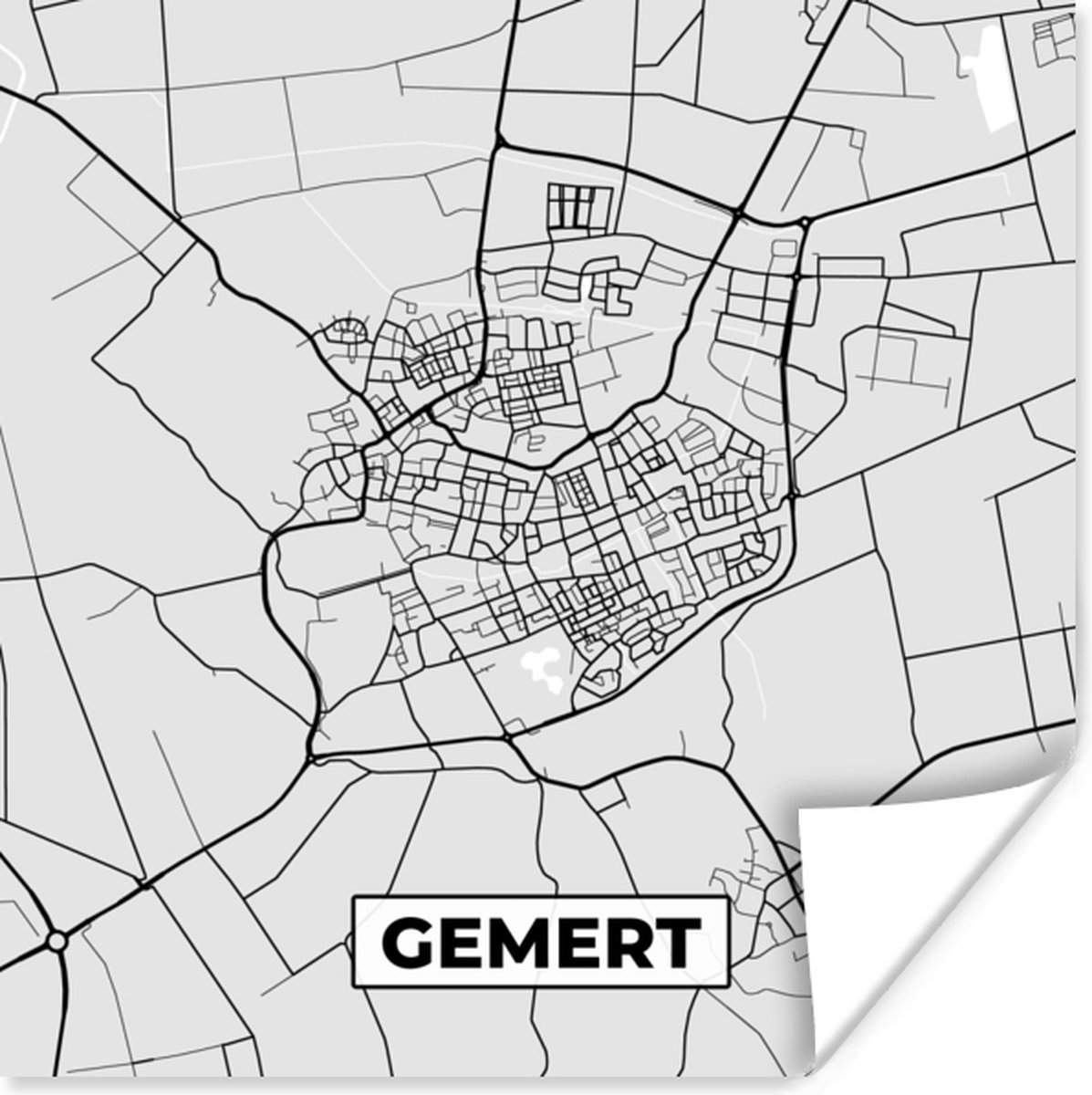 Poster Plattegrond - Gemert - Kaart - Stadskaart - 30x30 cm | bol.com