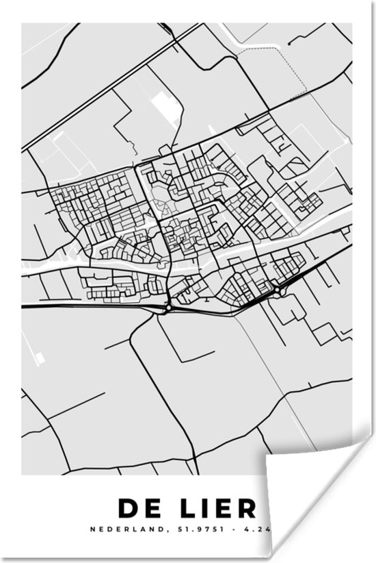 Poster Plattegrond - De Lier - Kaart - Stadskaart - 20x30 cm | bol