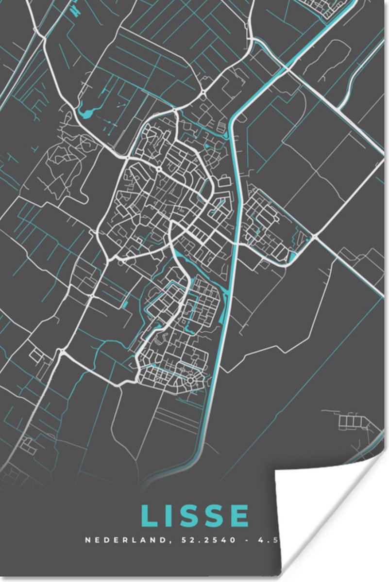 Poster Lisse - Plattegrond - Stadskaart - Kaart - 80x120 cm | bol.com