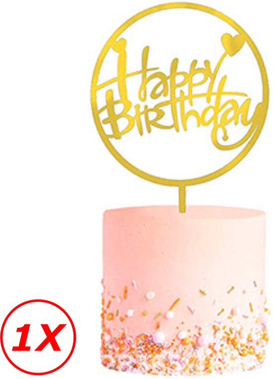 Cake Topper Happy Birthday Versiering Taarttopper Decoratie Goud ...