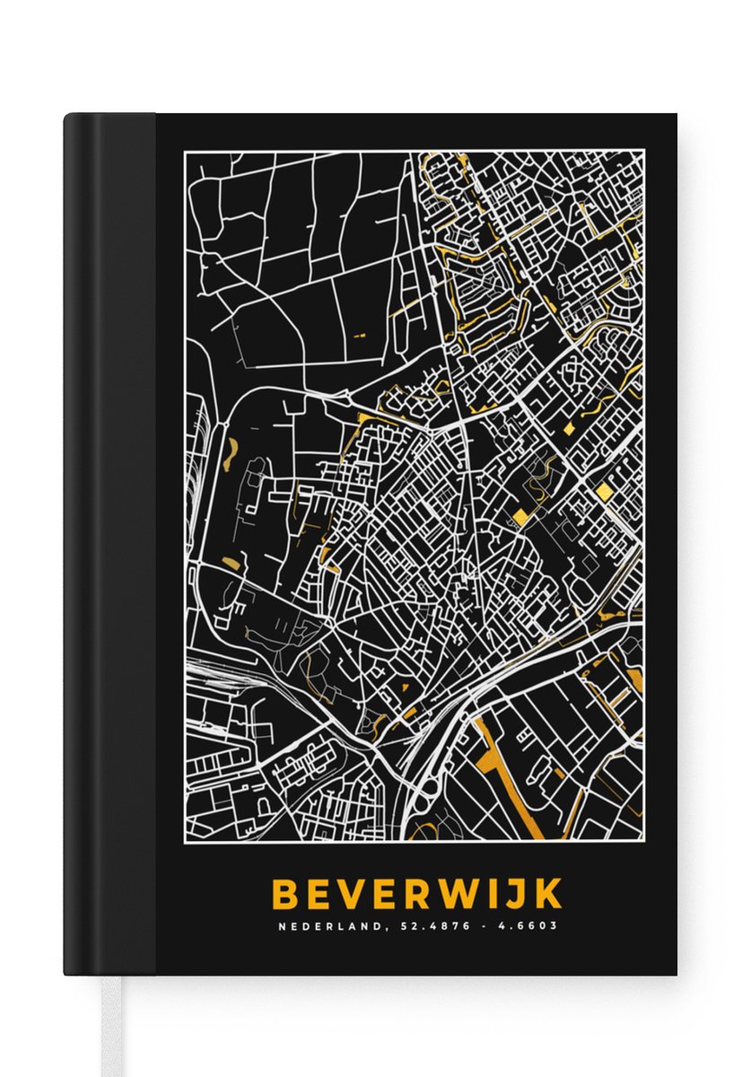 Notitieboek - Schrijfboek - Plattegrond - Beverwijk - Goud - Zwart ...