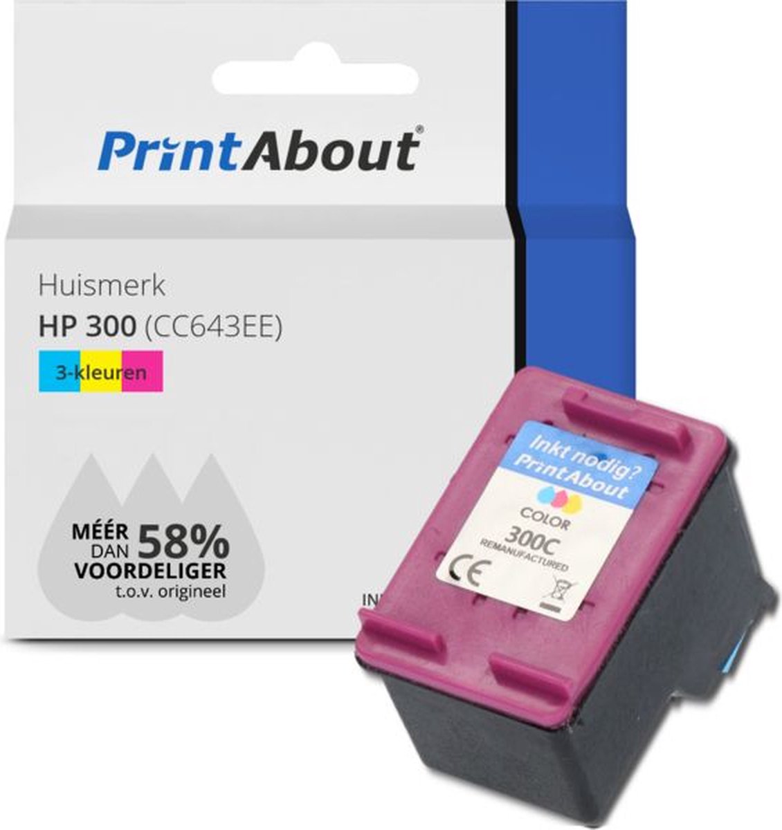 Huismerk HP 300 (CC643EE) Inktcartridge 3-kleuren | bol.com