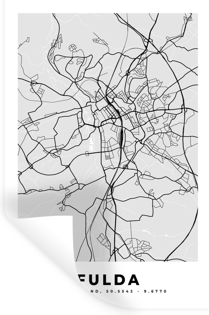 Muurstickers - Sticker Folie - Fulda - Kaart - Stadskaart - Plattegrond ...