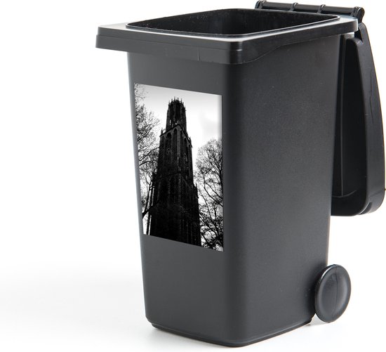 Container sticker De Domtoren in Utrecht van onderaf - zwart wit ...