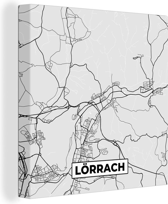 Canvas Schilderij Plattegrond - Duitsland - Lörrach - Kaart ...