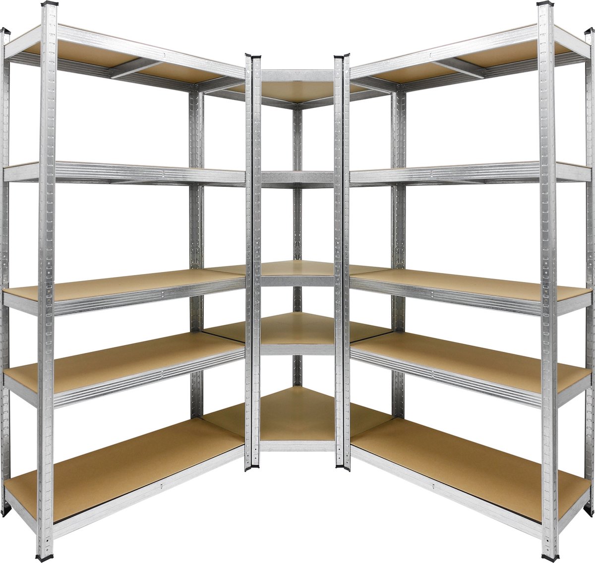 Set van 3 rekken belastbaar tot 750 kg gemaakt van hout en metaal | bol.com