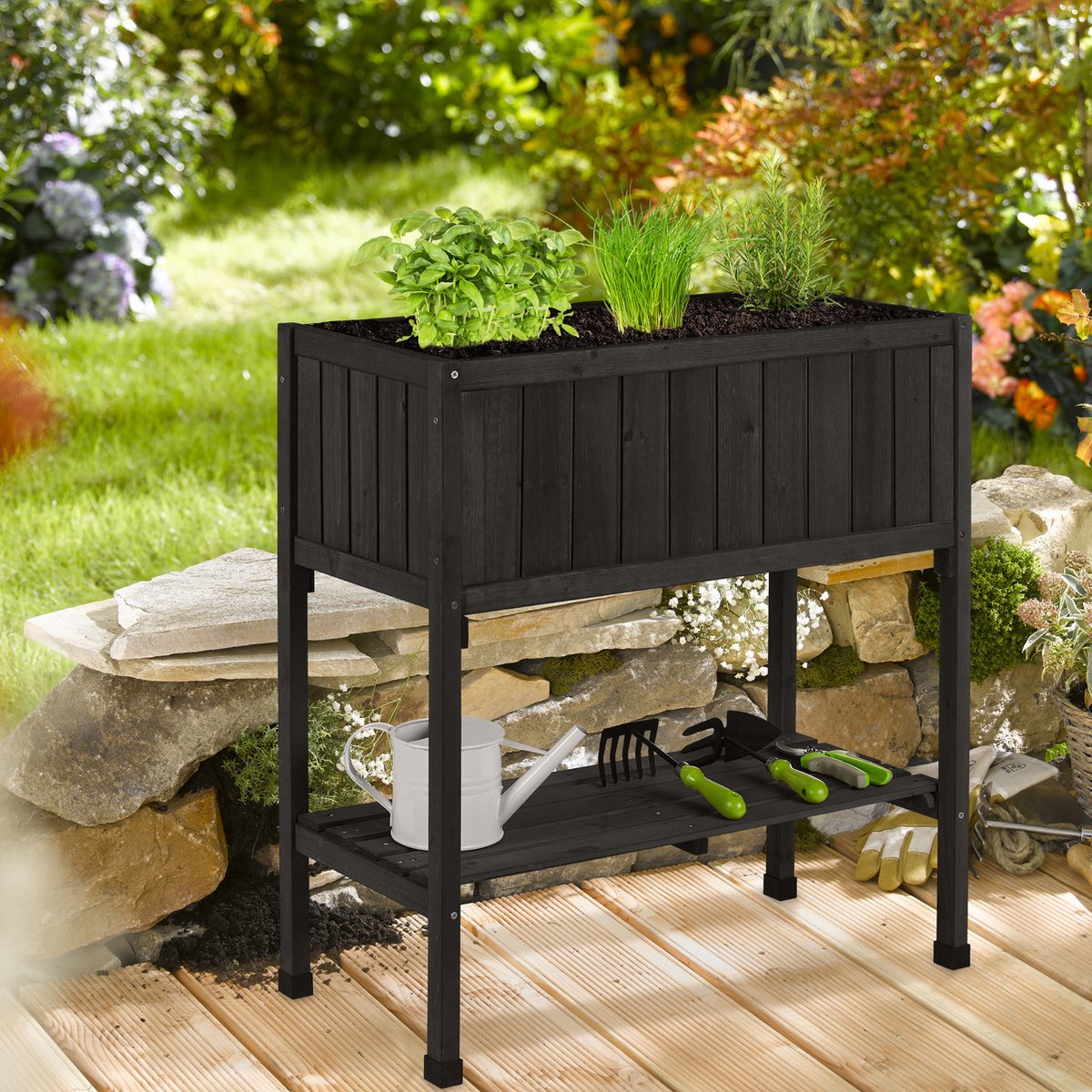Relaxdays moestuinbak op poten - houten moestuintafel - kweektafel ...