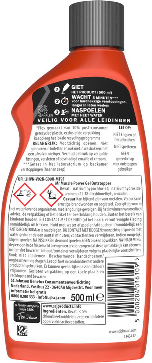 Mr. Muscle Power Gel Ontstopper 500 ml | bol