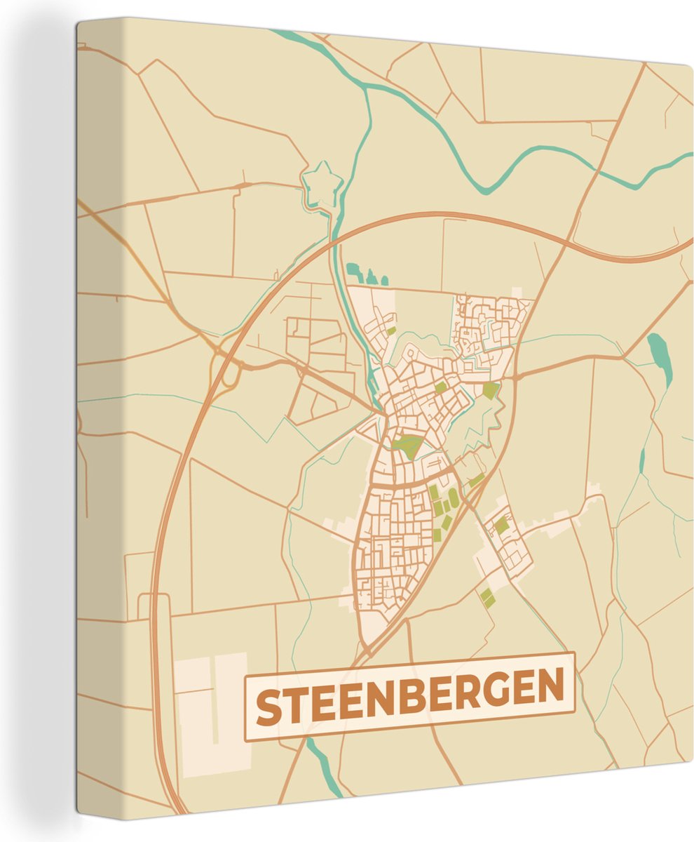 Canvas Schilderij Steenbergen - Plattegrond - Kaart - Stadskaart ...