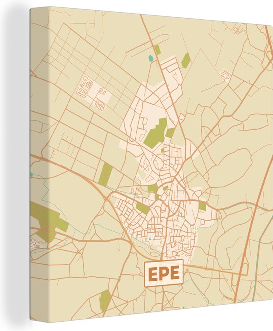 Canvas Schilderij Plattegrond - Stadskaart - Epe - Kaart - 50x50 cm ...