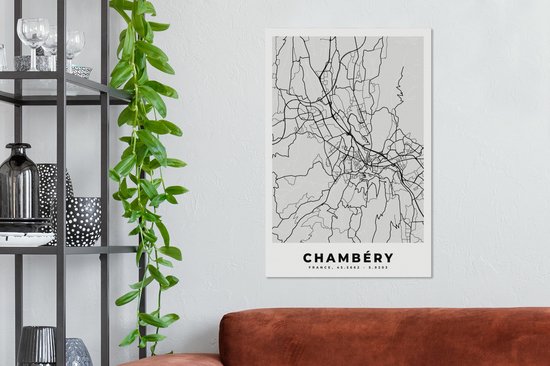 Toile Peinture Plan de Ville - France - Carte - Chambéry - Carte ...