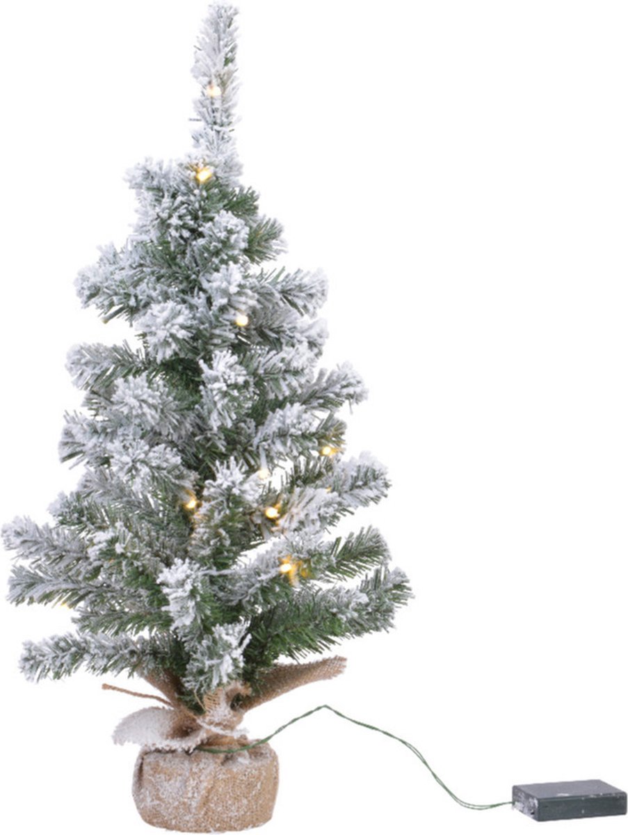 Kunstboom/kunst kerstboom met sneeuw en licht 90 cm - Kunst... | bol.com