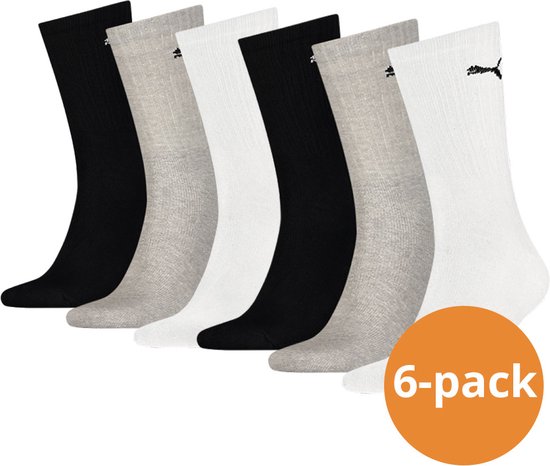 Puma Sportsokken Zwart Grijs Wit - 6 paar Puma Sport Sokken - Unisex ...