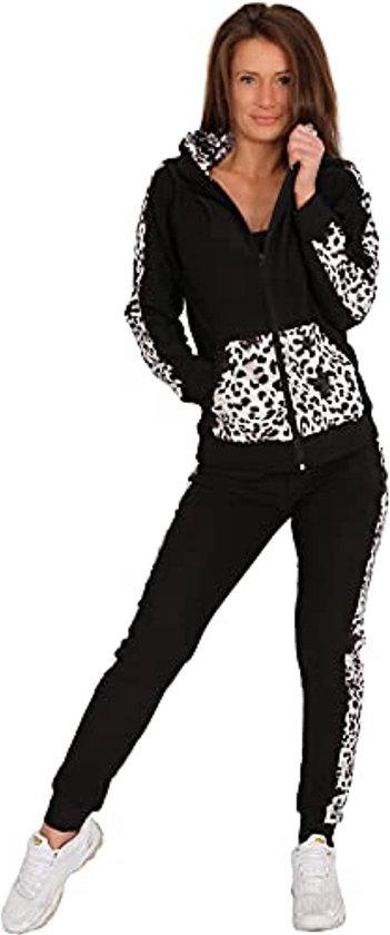 2-delig Leo trainingspak voor dames, huispak, hoodie, luipaard ...