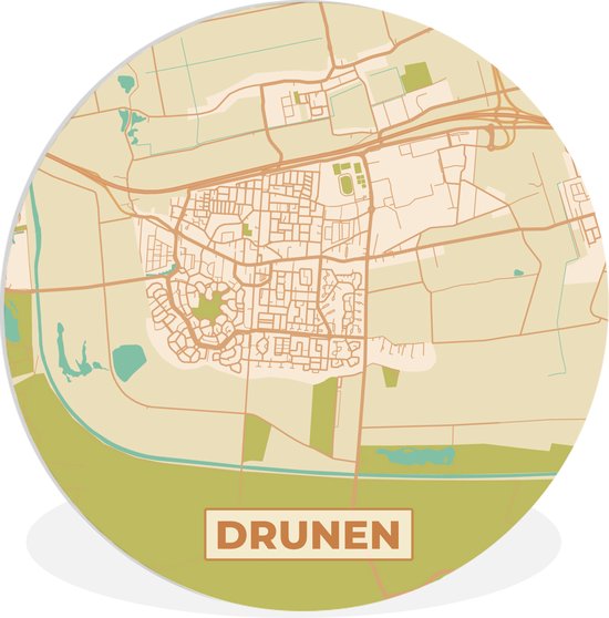 Wall Circle - Wall Circle Indoor - Vintage - Map - Drunen - Map - City ...