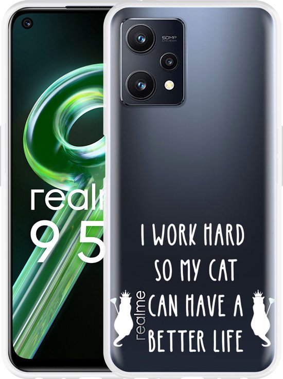 Hoesje geschikt voor Realme 9 5G Royalty Cat - wit | bol