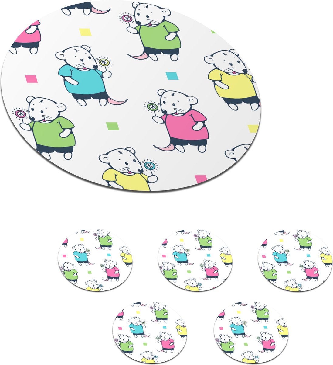 Onderzetters voor glazen - Rond - Meiden - Muis - Lolly snoep ...