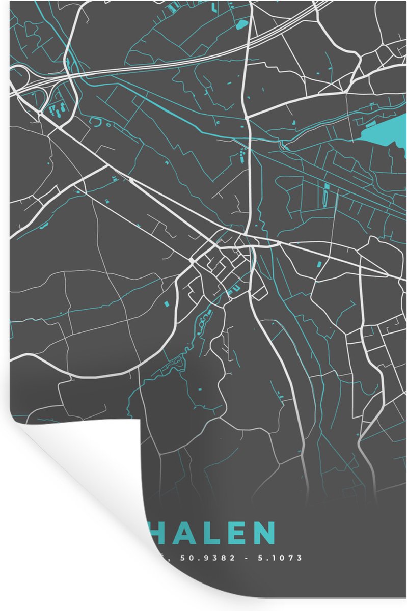 Stickers muraux - Plan de la ville - Grijs - Carte - Halen - België ...