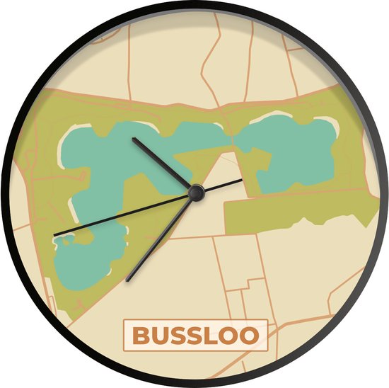 Klok - Ø 30 cm - Plattegrond - Bussloo - Stadskaart - Vintage - Kaart ...