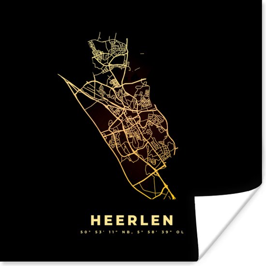 Poster Plattegrond - Heerlen - Kaart - Stadskaart - Nederland - 75x75 ...