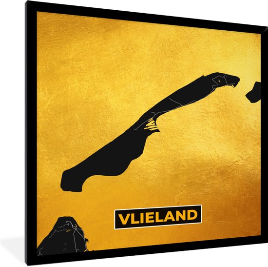 Fotolijst incl. Poster - Eiland - Vlieland - Kaart - Plattegrond - Stadskaart - 40x40... | bol.com