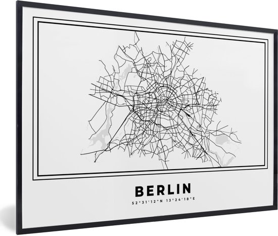 Fotolijst incl. Poster Zwart Wit- Zwart Wit – Duitsland – Plattegrond ...