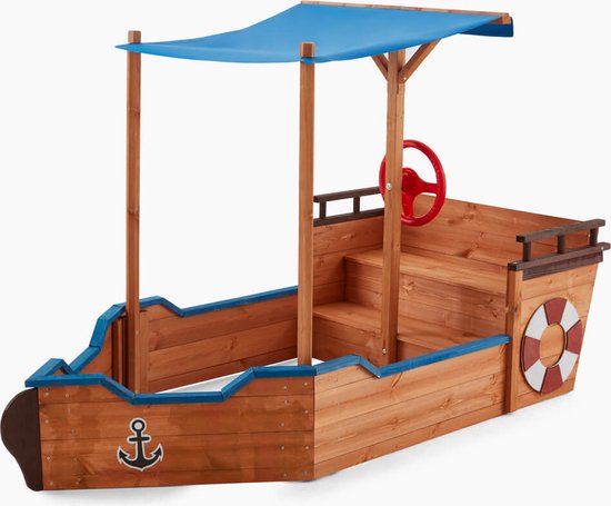 Zandbak boot MUD BOX met dak - met opbergvak (160 x 103cm) | bol