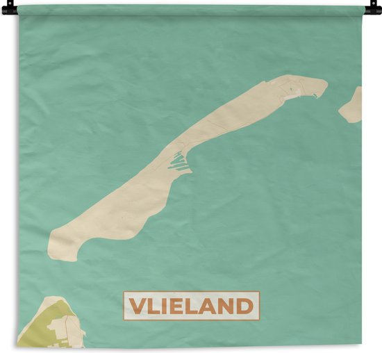 Wandkleed - Wanddoek - Stadskaart - Kaart - Waddeneilanden - Vlieland ...