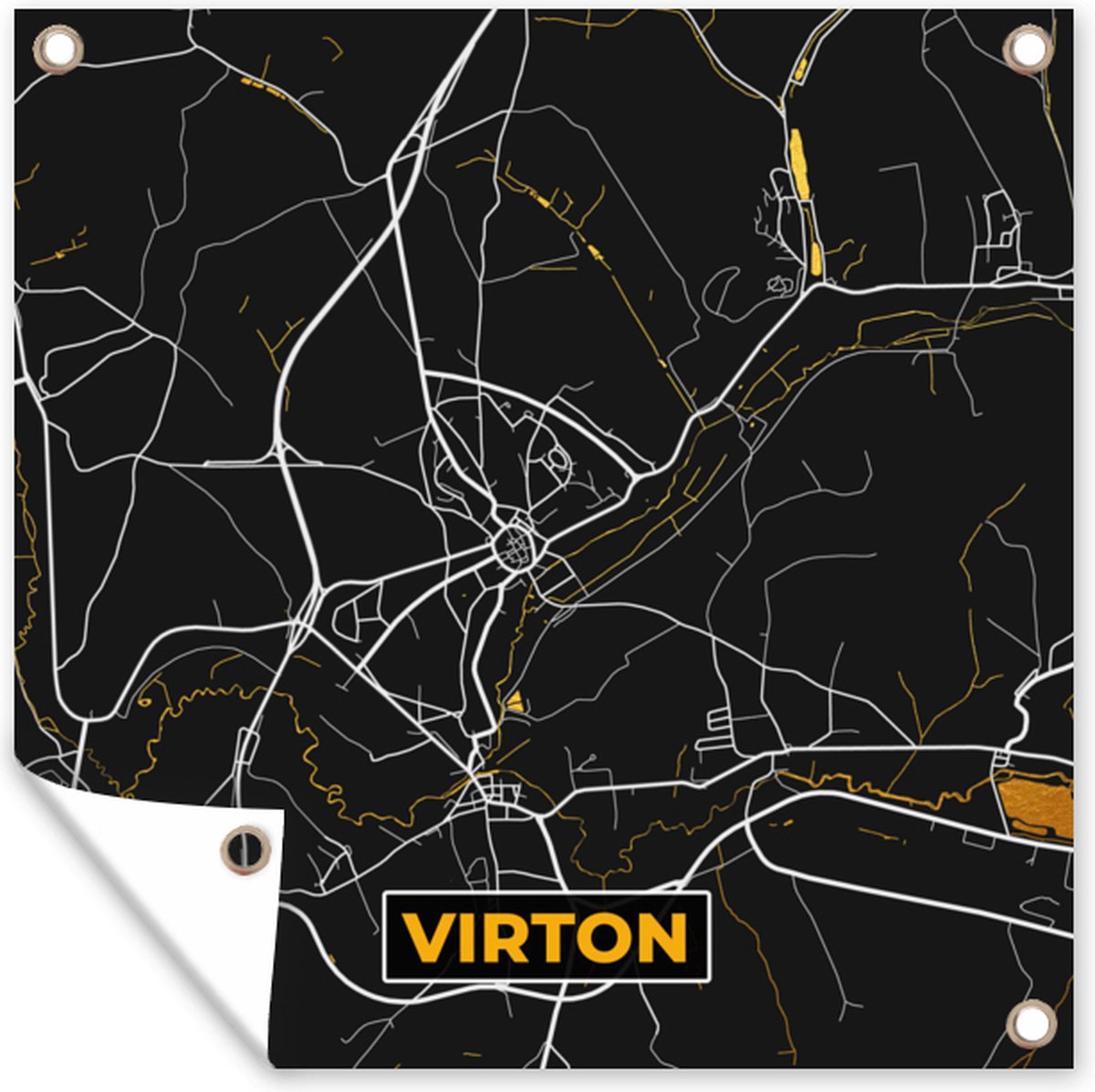 Tuinposters Stadskaart - Virton - Gold - Kaart - Plattegrond - 50x50 cm ...