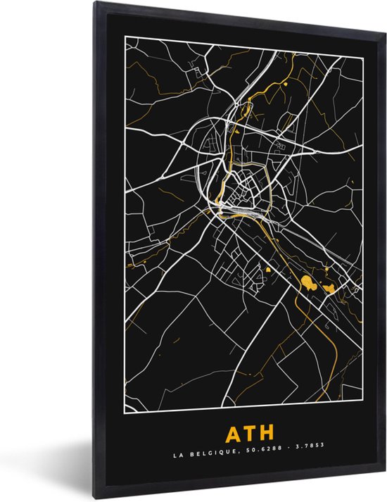 Cadre photo avec affiche - Plan de la ville - Ath - Carte - Or - Carte ...