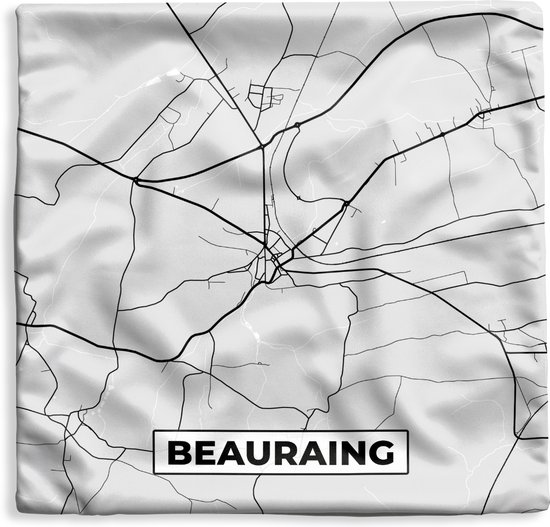 Kussenhoes 60x60 cm - België – Beauraing – Stadskaart – Kaart – Zwart ...
