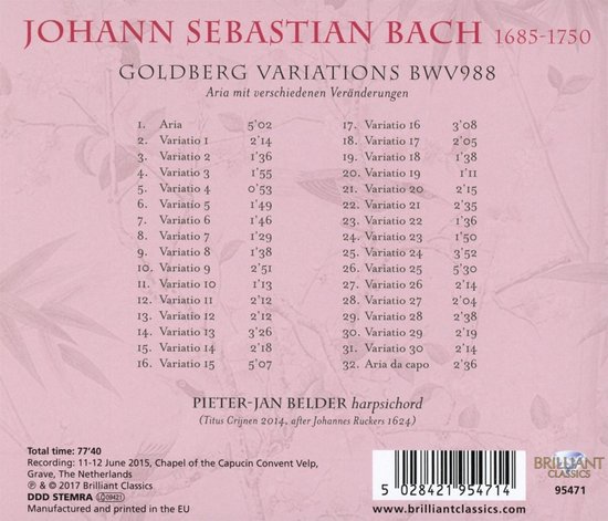 Pieter-Jan Belder - J.S. Bach: Goldberg Variations (CD), Pieter-Jan Belder | CD... | bol.com